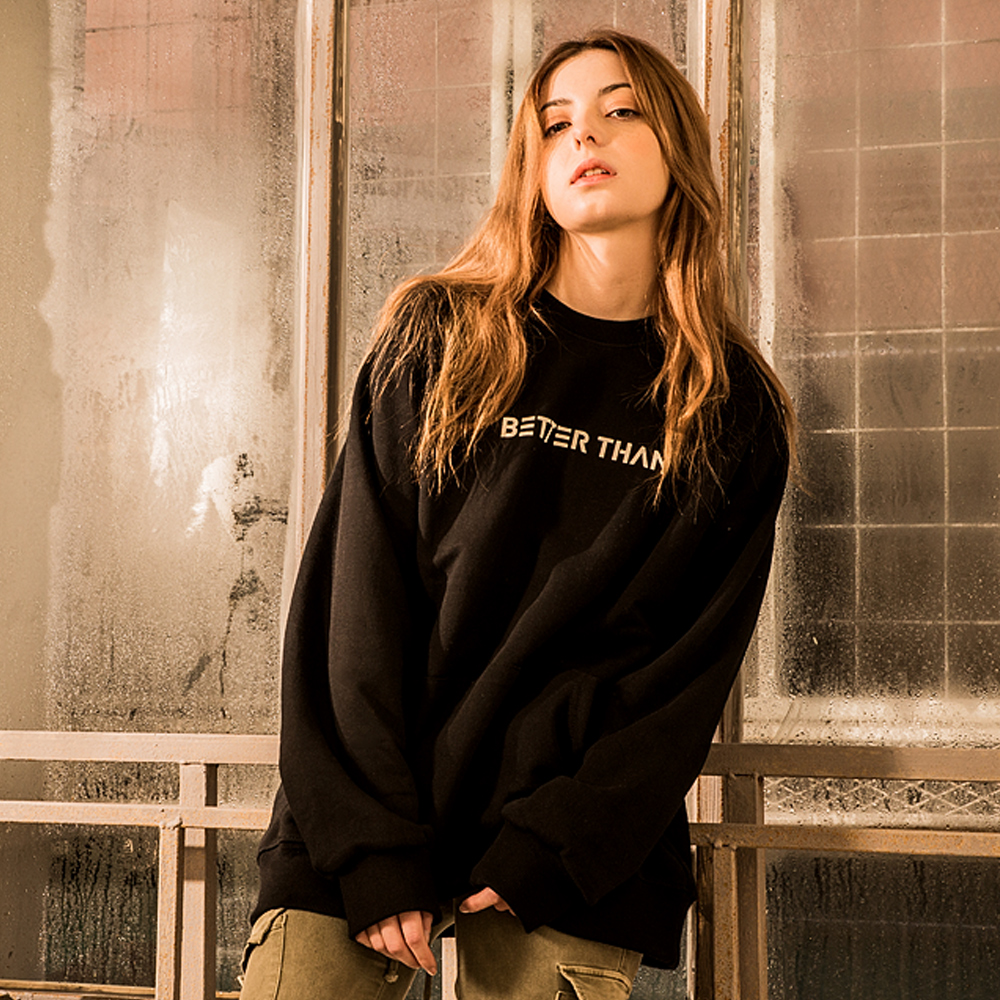 6091BB 에버그레이스 오버핏 포켓 맨투맨 밴타블랙 6091BB Everlace Overfit Pocket Sweatshirt ...