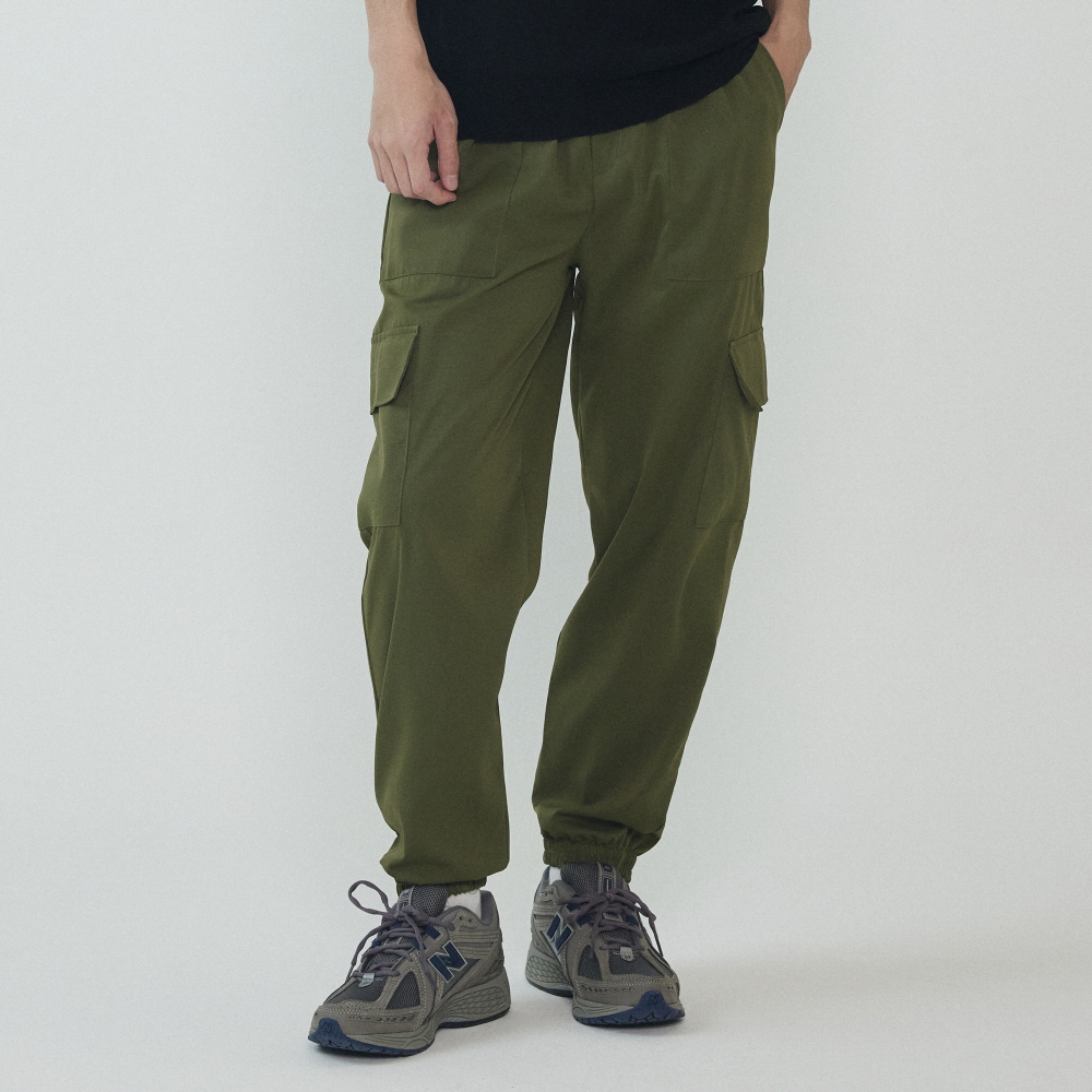 세미 포켓 카고 조거팬츠 (카키) SEMI-POCKET CARGO JOGGER PANTS (KHAKI) - 아날로그무드