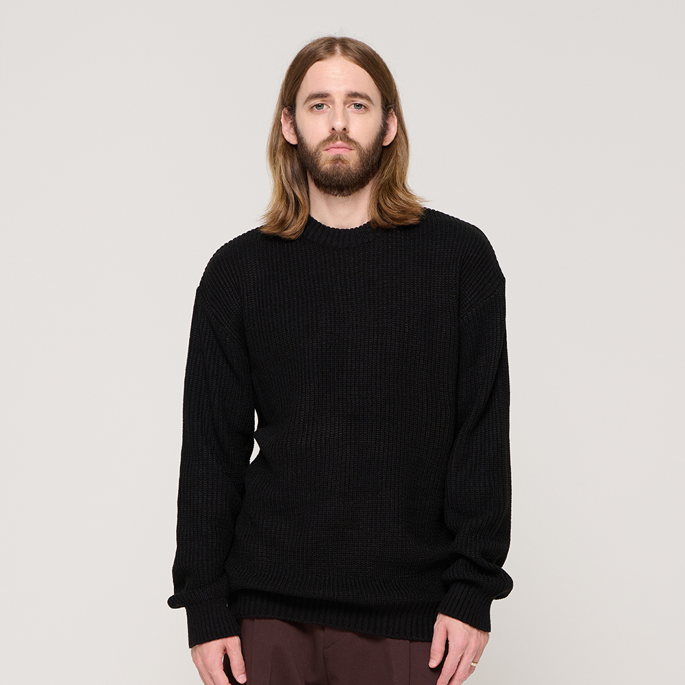 DAILY HACHI ROUND KNIT (BLACK) DAILY HACHI ROUND KNIT (BLACK) - 카고브로스