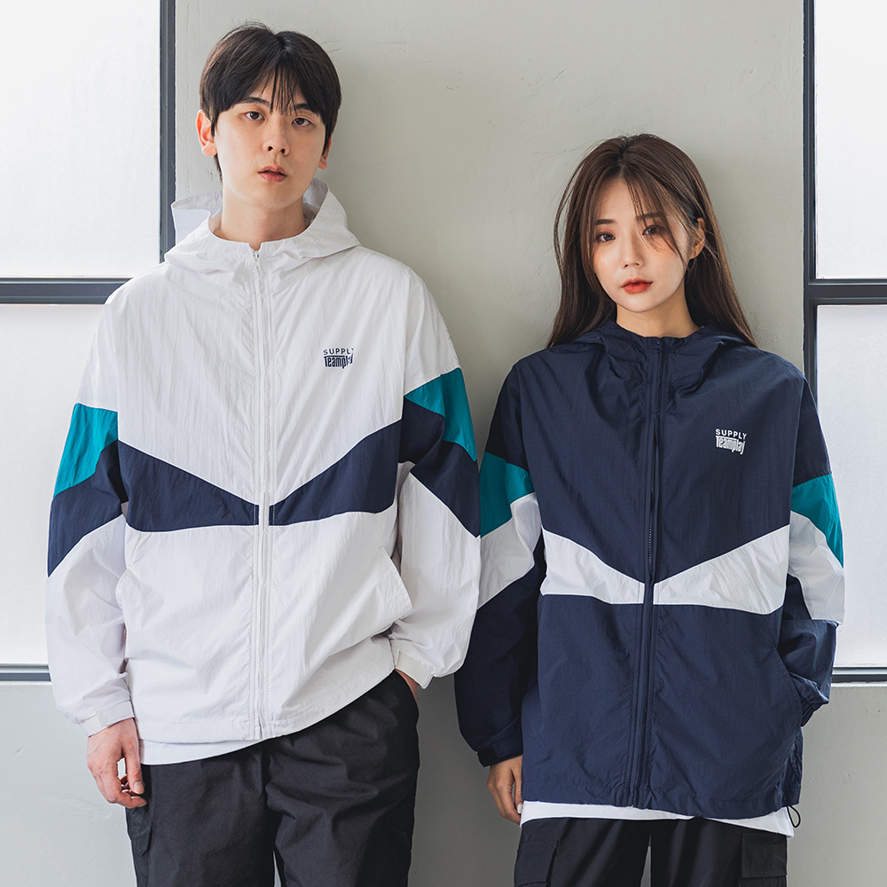 앨빈클로 서플라이 사이드 배색 후드 바람막이 자켓 DLX768 (2 COLOR) ALVINCLO SUPPLY SIDE ...
