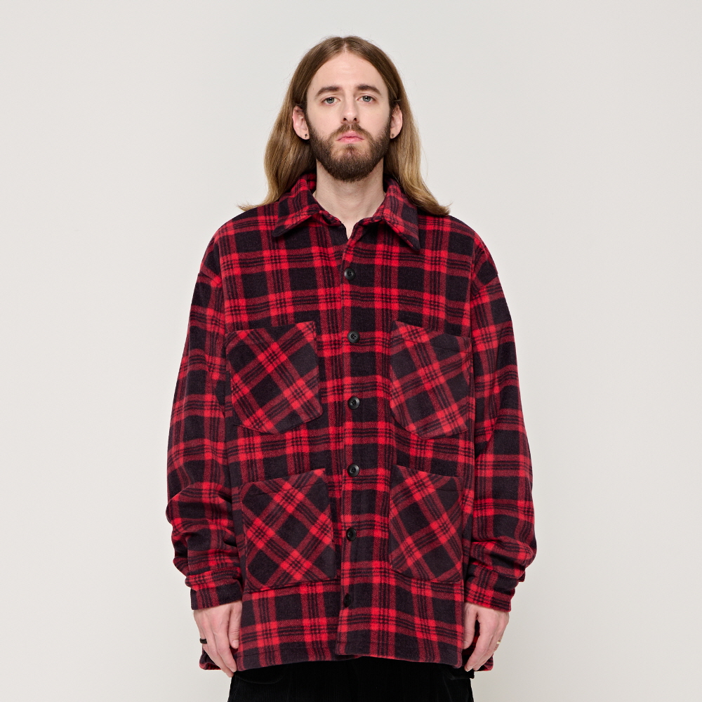 CB FLEECE OVER CHECK SHIRT (RED) CB FLEECE OVER CHECK SHIRT (RED) - 카고브로스