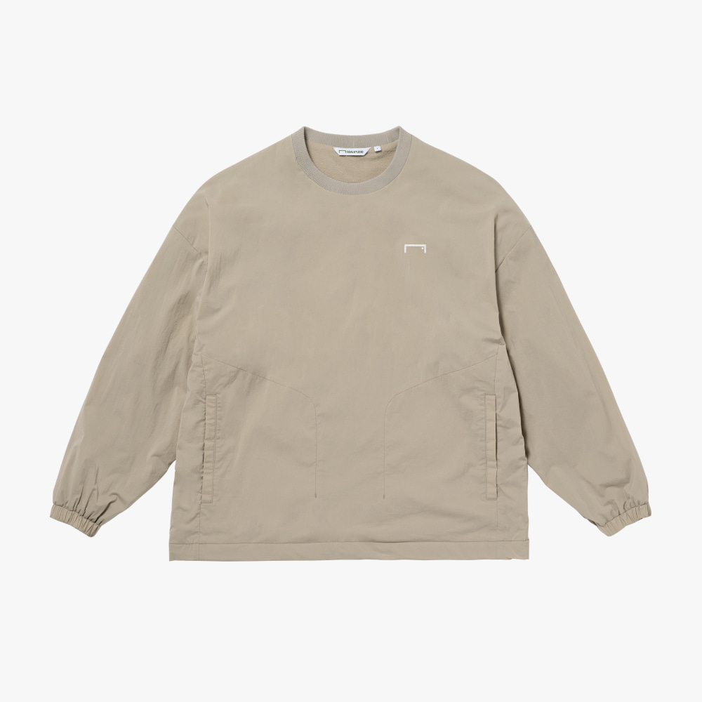 BASIC FLEECE LINED WIND PULLOVER-BEIGE BASIC FLEECE LINED WIND PULLOVER ...