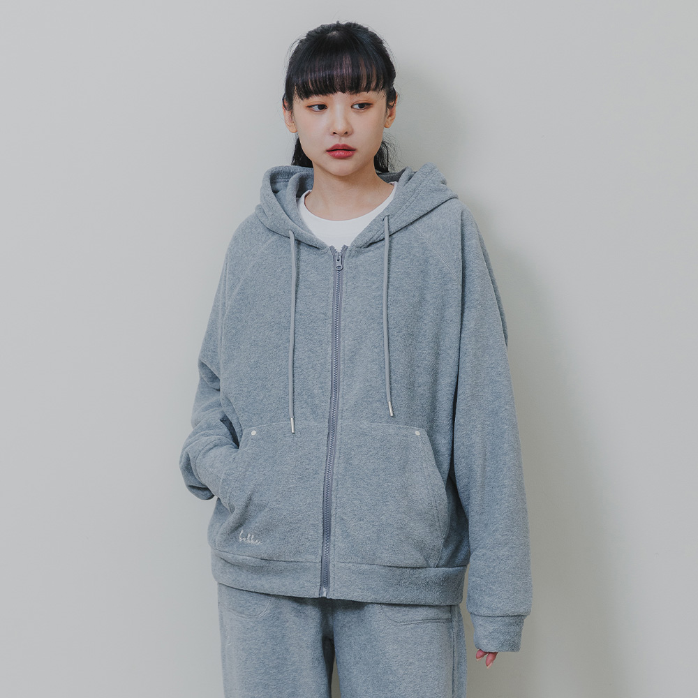 바켄 백 레터링 플리스 후드집업 BK8928_그레이 Bakken back lettering fleece zip-up hoodie ...