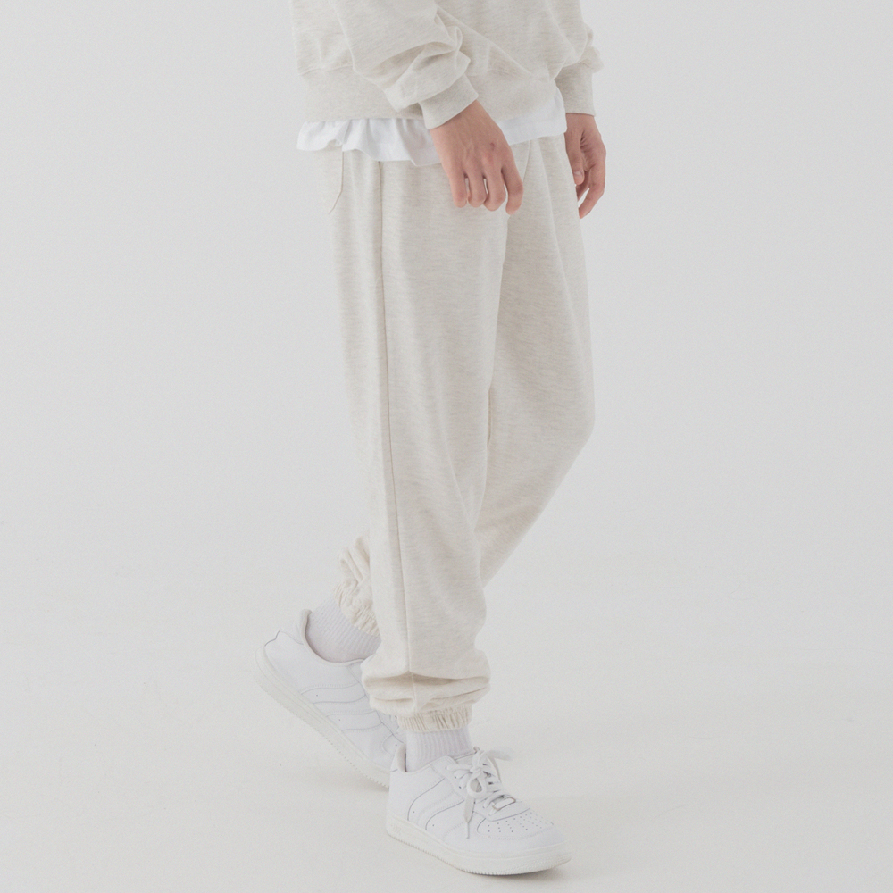 에센셜 조거 스웨트팬츠 (oatmeal) essential jogger sweat pants (oatmeal) - 피아네르