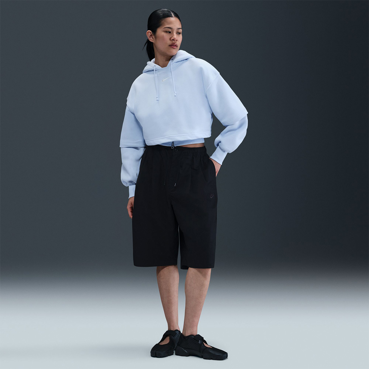 나이키 스포츠웨어 피닉스 플리스 여성 루즈 반팔 크롭 프렌치 테리 탑 W NSW PHNX FLC FT LSE SS CROP - 나이키