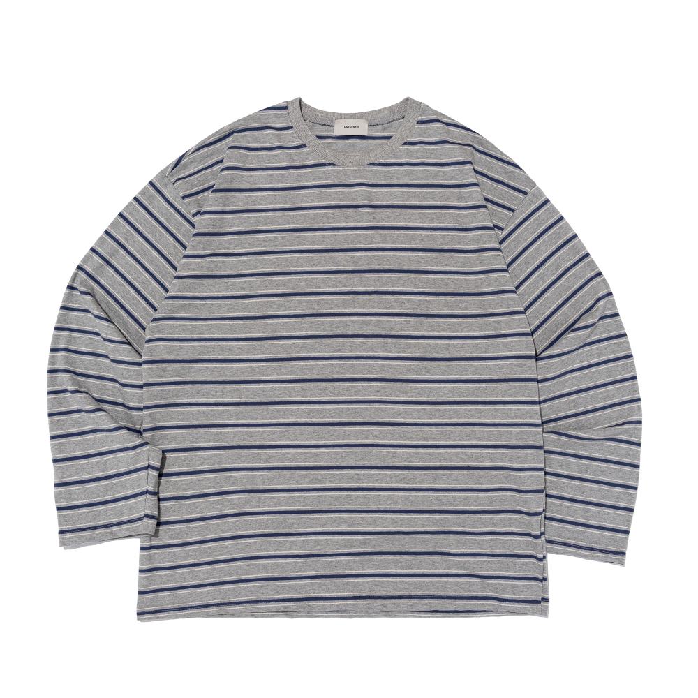 스트라이프 단가라 오버핏 긴팔 티셔츠 (그레이) Stripe Dangara Oversized Fit Long-Sleeved T ...