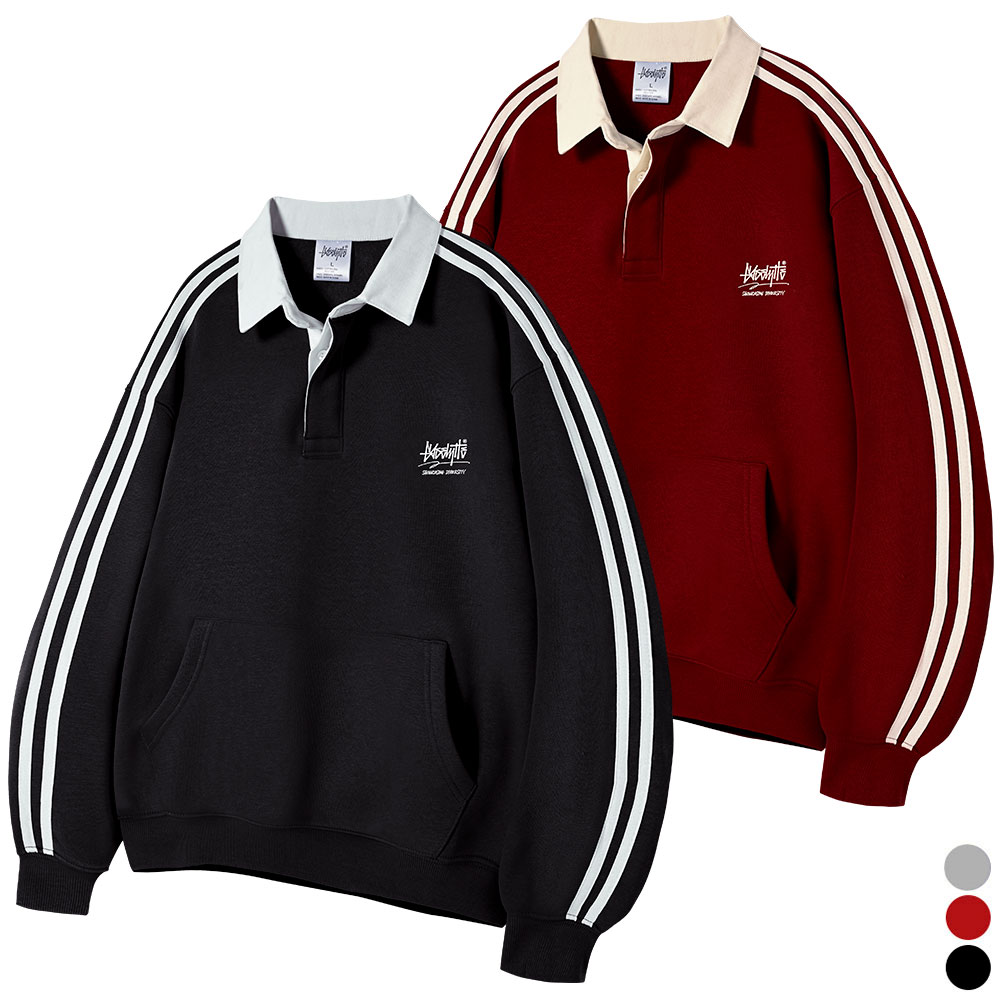 OG 래글런 럭비 카라 트랙 맨투맨 YMT-102 OG Raglan Rugby Collar Track Sweatshirt YMT ...